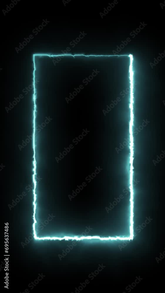 Seamless loop animated rectangle picture frame with energy neon color ...