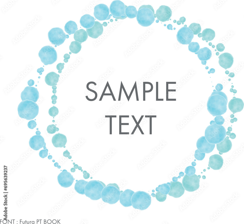 Hand-drawn watercolor blue polka dots frame, vector illustration ...
