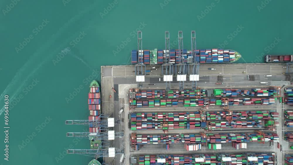 Stonecutters Bridge flyover highway and Kwai Tsing Container Terminals ...