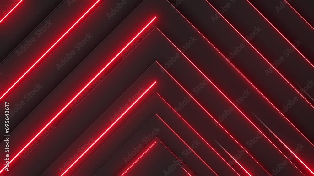 This stock motion graphic video of 4K Red Neon Strokes Pattern with gentle overlapping curves on ...