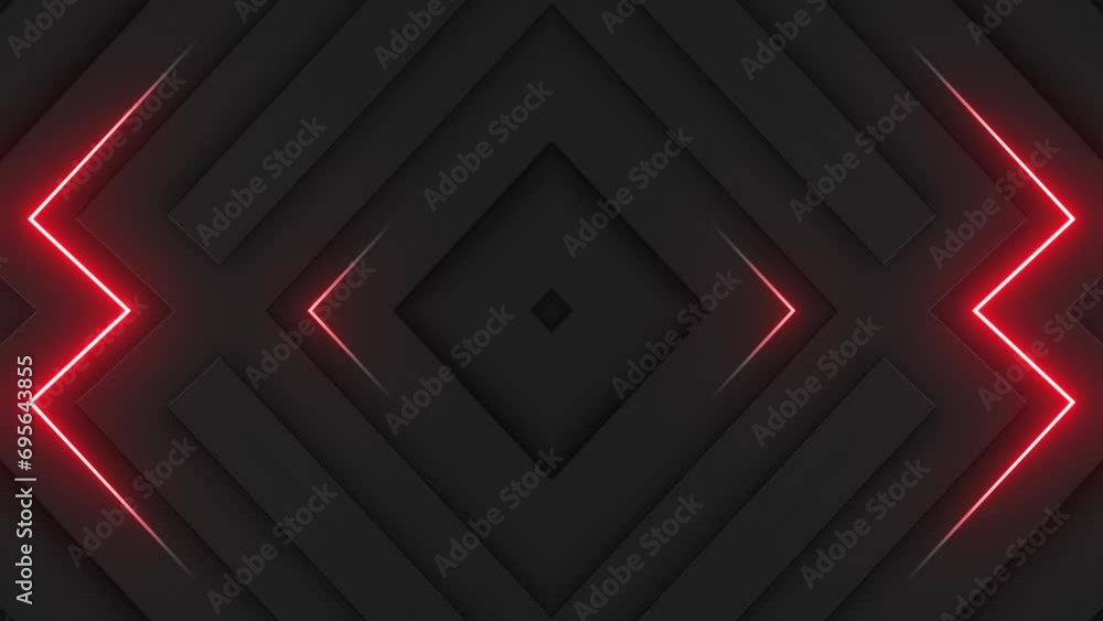 This stock motion graphic video of 4K Red Neon Strokes Pattern with gentle overlapping curves on ...