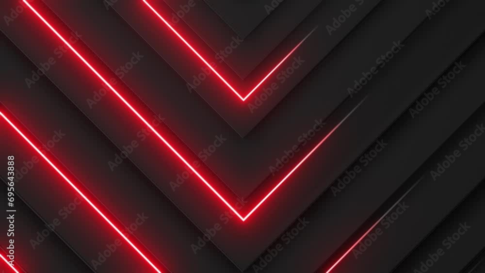 This stock motion graphic video of 4K Red Neon Strokes Pattern with gentle overlapping curves on ...