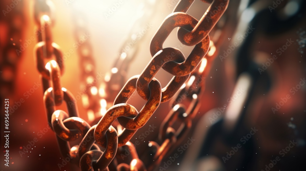 Chains break symbolizing liberation and liberation from restrictions ...