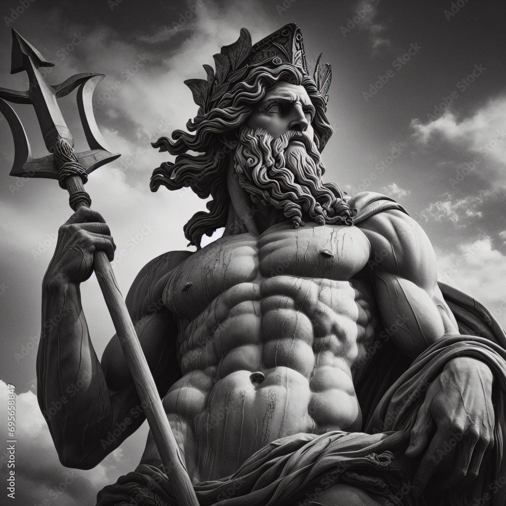 Bust of the god Zeus. Ancient Greek mythology. Antique sculpture. God Zeus Stock Illustration ...