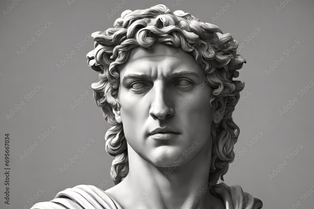 The greek god hermes statue. Male statue of a Roman deity, muscular in ...