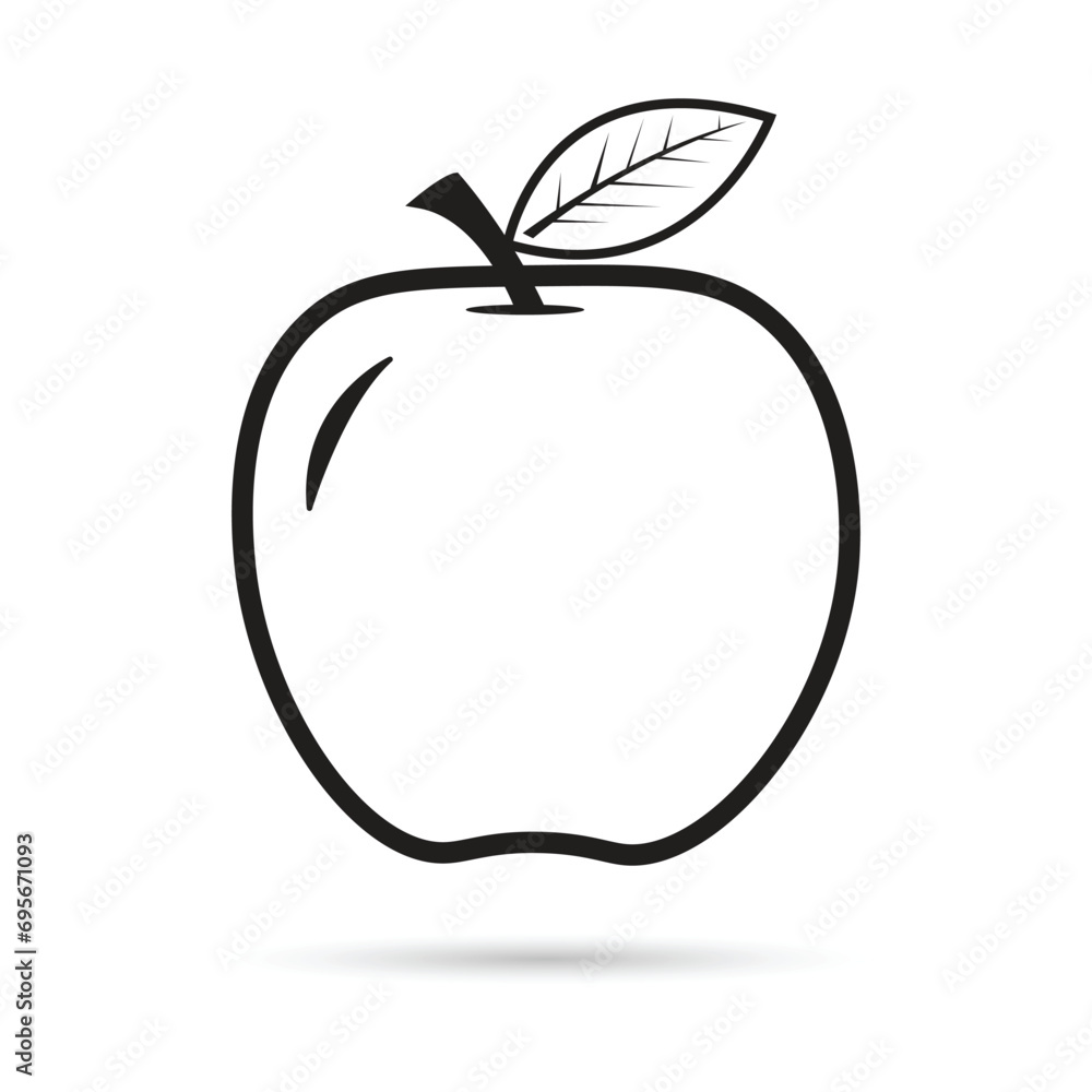 Apple Outline Icon. Delicious apple line art icon for for children's ...