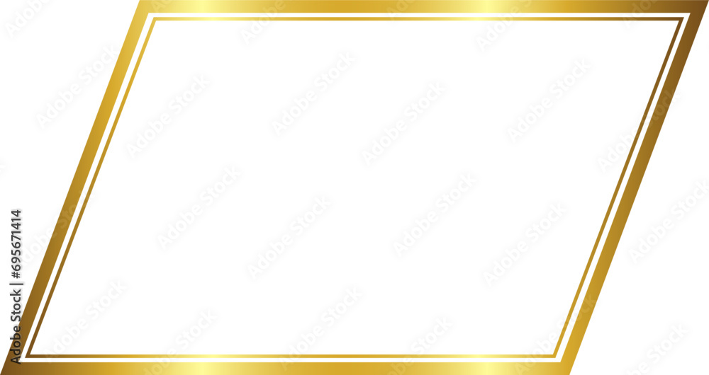 Parallelogram Shape Gold picture frame luxury golden frame gold border ...