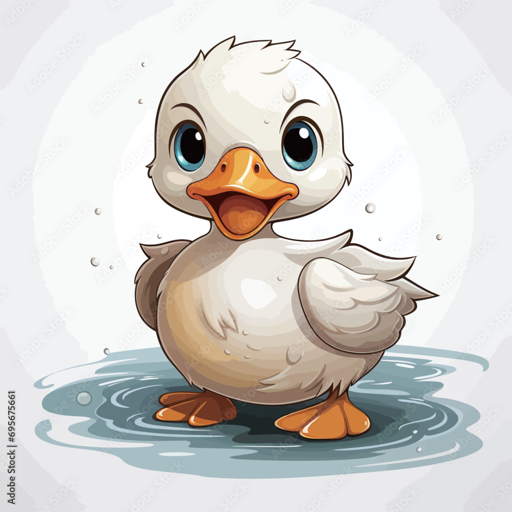 Cute duckling cartoon vector illustration. Isolated on white background ...