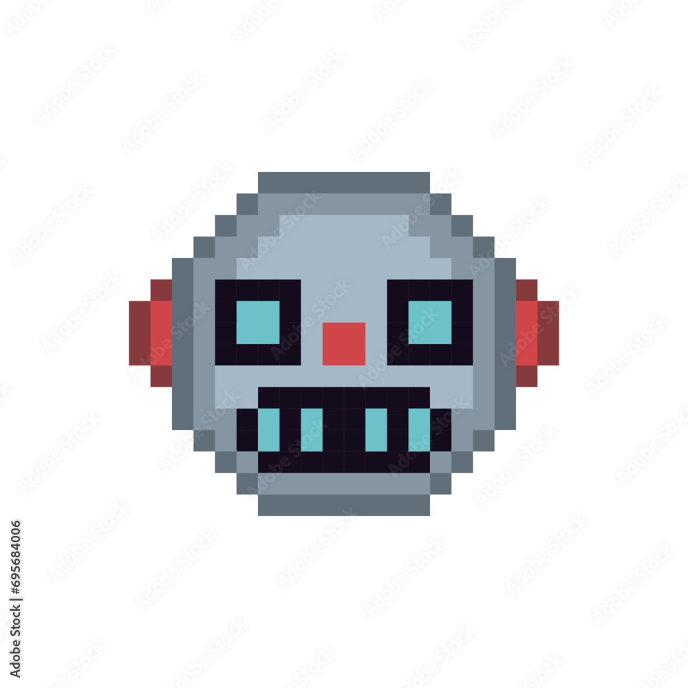 Robot pixel art character avatar profile picture. Flat style. Game ...