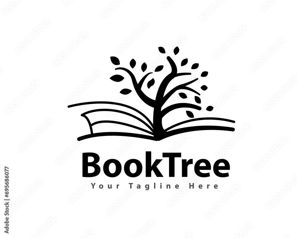 nature tree book information logo icon symbol design template ...