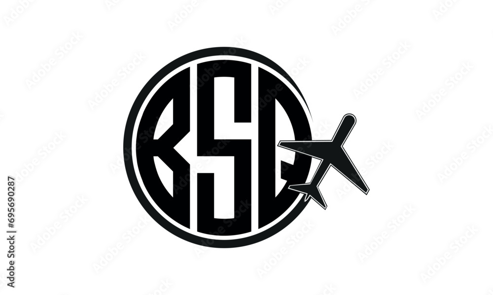 BSQ three initial letter circle tour & travel agency logo design vector ...