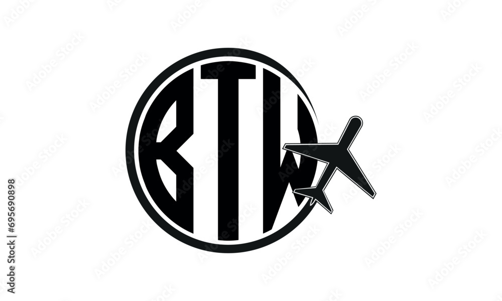 BTW three initial letter circle tour & travel agency logo design vector ...
