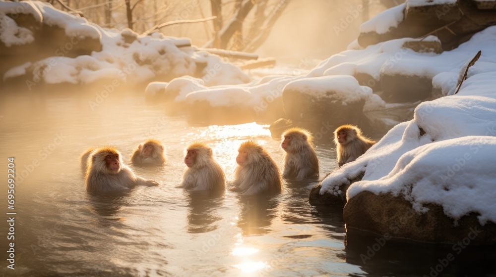 Tranquil Scenes of Snow Monkeys in the Japanese Alps, Soaking in Hot ...