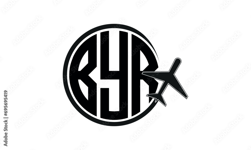 BYR three initial letter circle tour & travel agency logo design vector ...