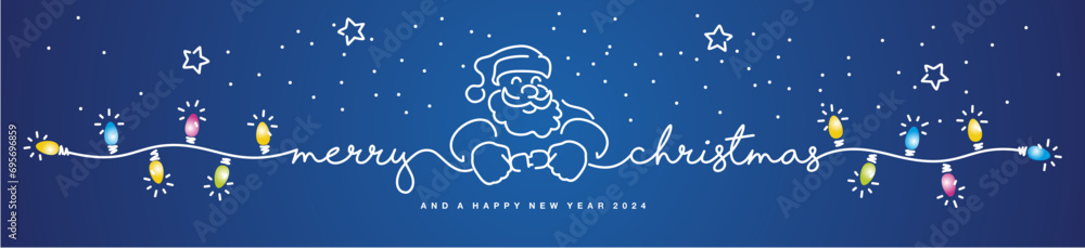 Merry Christmas and Happy new year 2024 eve line design handwritten ...