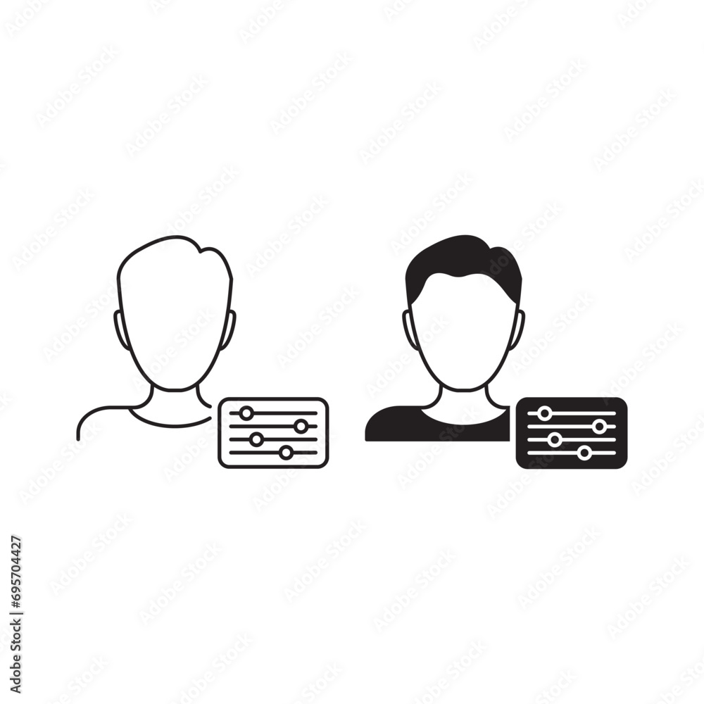 Account Settings Line and Silhouette Icon Set. Profile User Settings ...