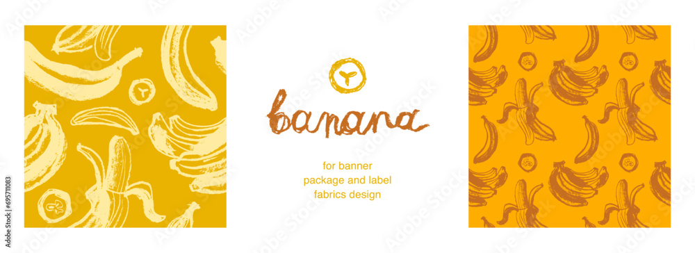 Vector banana seamless pattern for tropical banner design. Banana ...