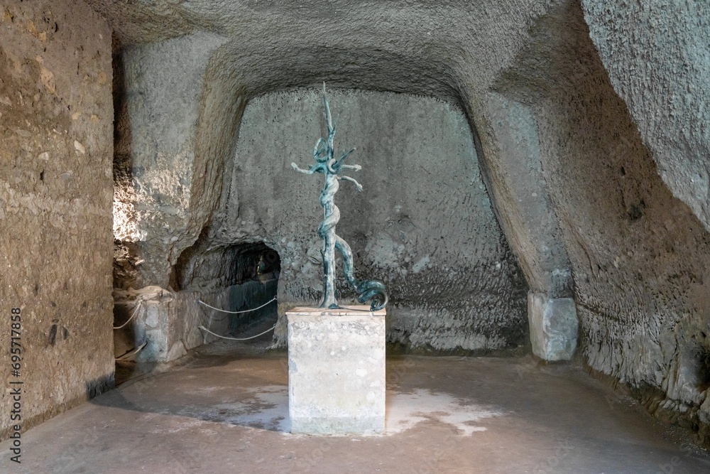 sculpture in an underground cave in the ancient Roman city of ...