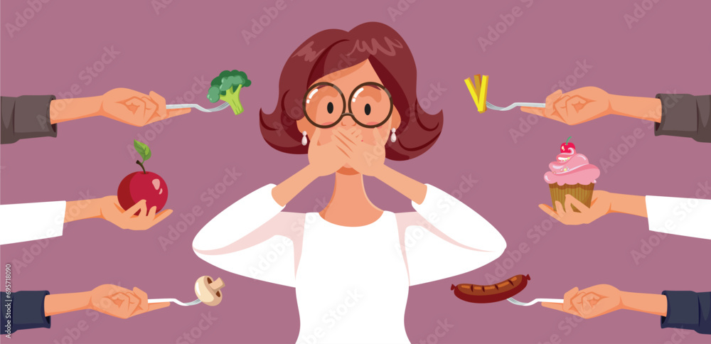 Vector People Giving Food to a Woman Making her Uncomfortable. Party ...