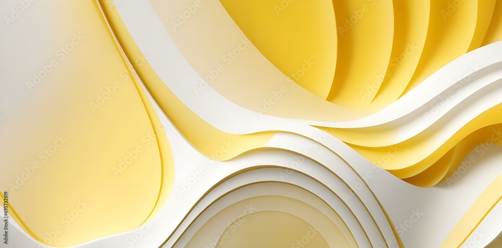Yellow and cream combination single layer wave line 3d view wallpaper ...