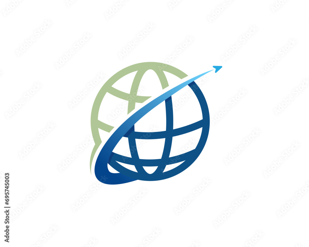 globe world trans arrow up solution logo icon symbol design template ...