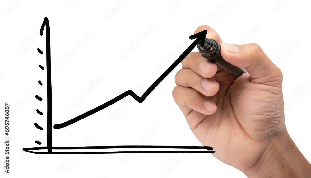 Hand drawing a graph using a black marker - isolated on transparent ...