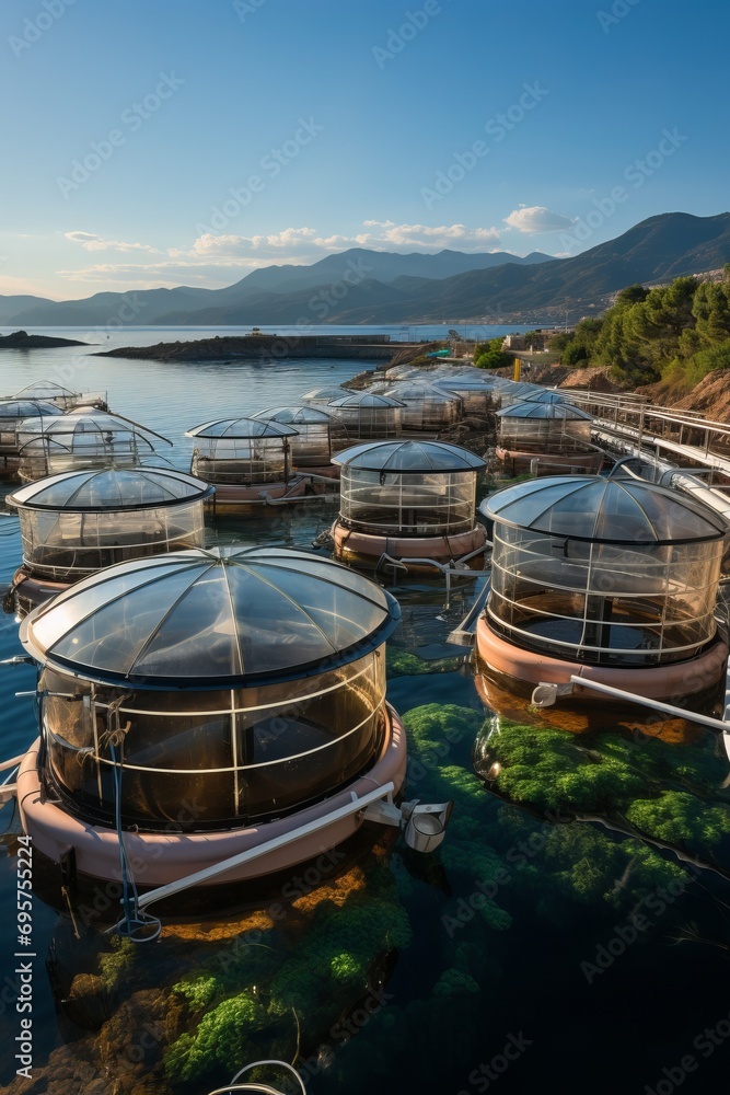 Modern fish farm with recirculating aquaculture systems, Generative AI ...
