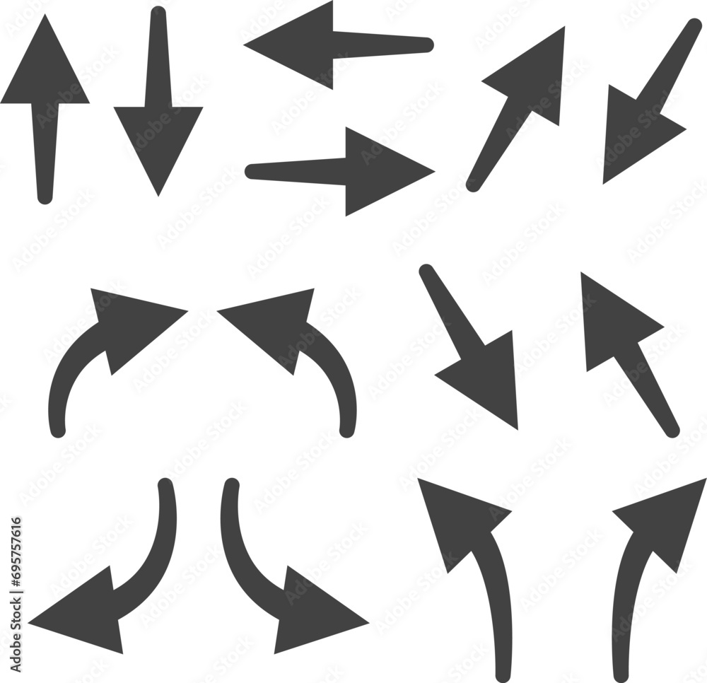 Collection of hand drawn arrows with triangle corner. Sketch elements ...