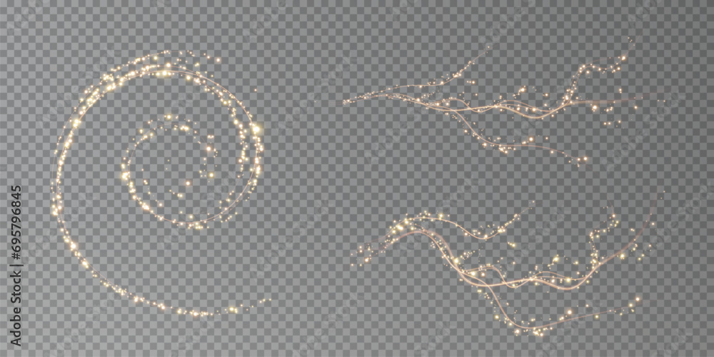 Festive decoration in the form of luminous flying wind surrounded by ...