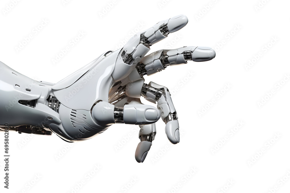 Realistic robot exoskeleton isolated on white background, clipping path ...