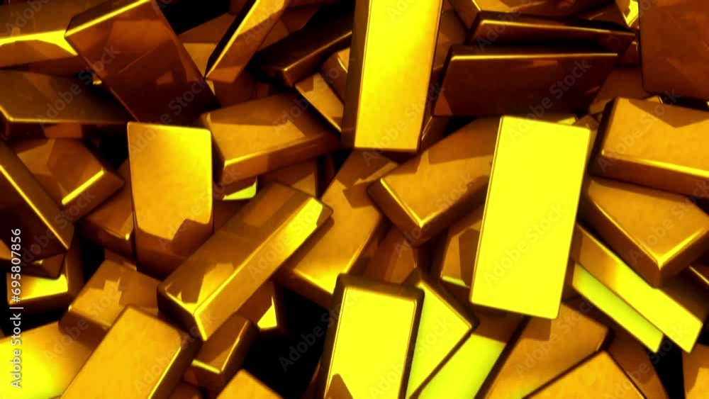 Gold Bars Animation Loop fall from top to bottom animation for business ...