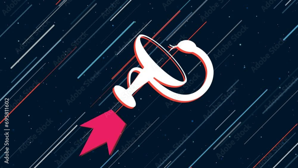 Medicine symbol flies through the universe on a jet propulsion. The ...
