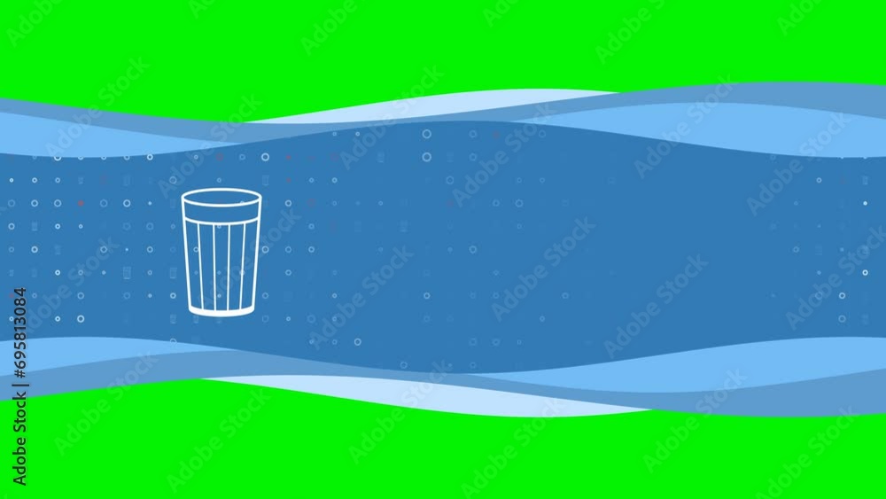Animation of blue banner waves movement with white glass symbol on the ...