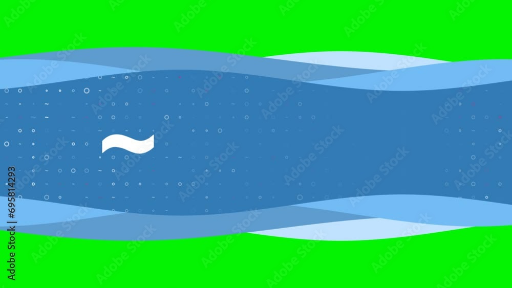 Animation of blue banner waves movement with white tilde symbol on the ...