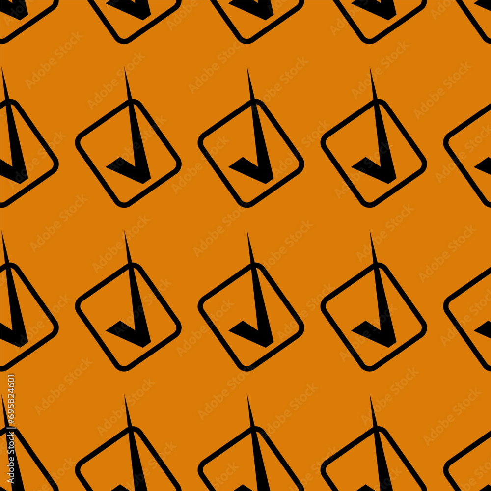 Seamless pattern with black checkmarks on an orange background. Vector ...