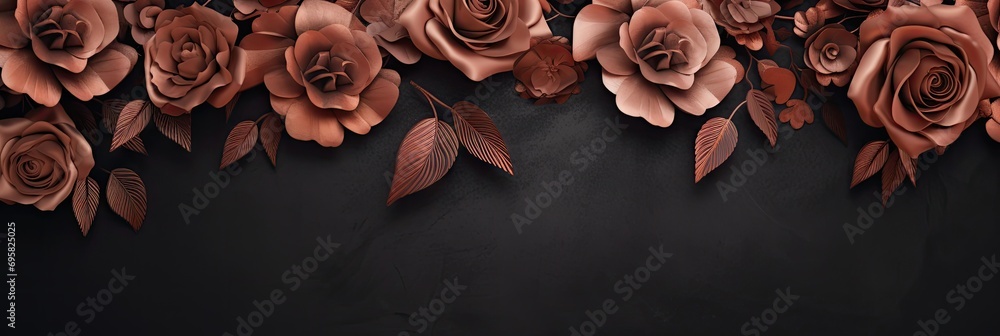 Copper Roses Background Texture - Metallic Flower Illustration with ...