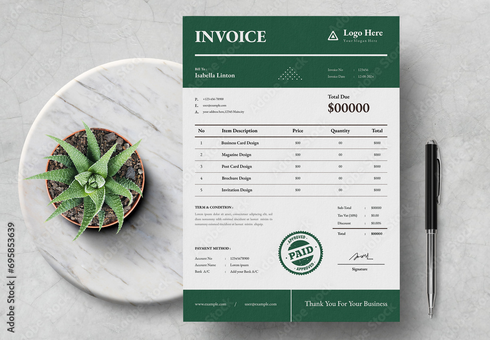 Simple Invoice Layout Stock Template | Adobe Stock