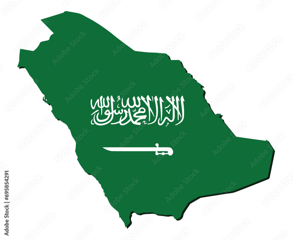 Map of Saudi Arabia, Filled with the National Flag Stock Vector | Adobe ...