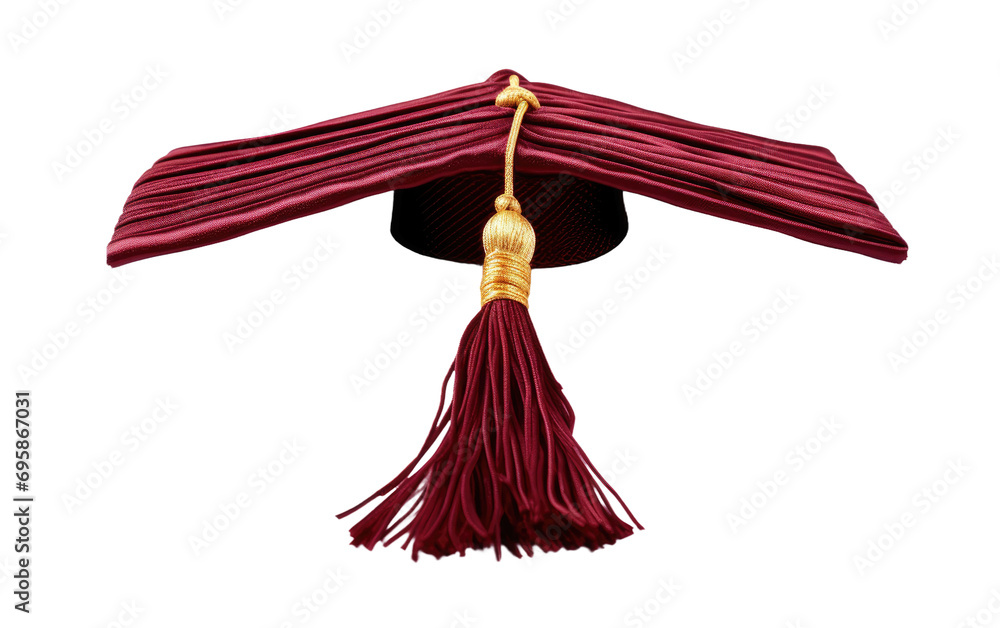 Cap of Triumph Maroon Graduation Hat with Shimmering Gold on a White or ...