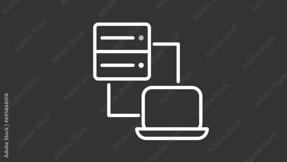 2D white simple thin line animation of data server transfer icon, HD ...