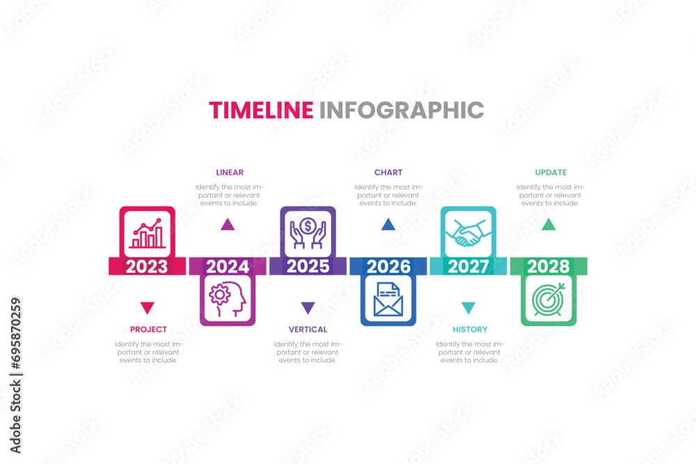Infographic template for business. 6 Steps Modern Timeline diagram with ...