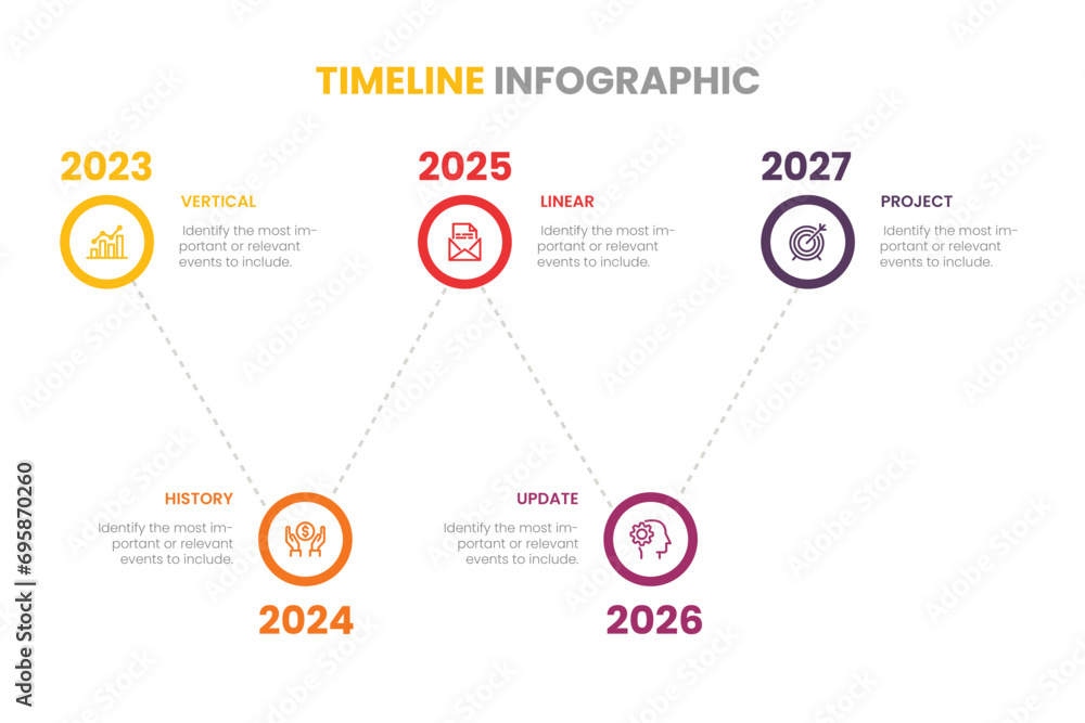 Vetor de Infographic template for business. 5 Steps Modern Timeline ...