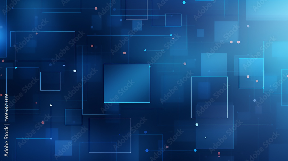 Blue Square Shapes Abstract Elegant technology background with glowing ...
