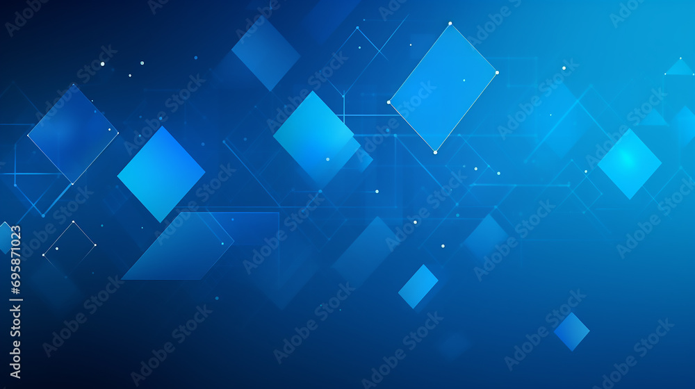 Blue Square Shapes Abstract Elegant technology background with glowing lines. Modern royal blue ...