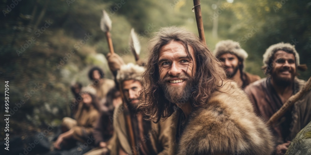 prehistoric ancestor, a primitive caveman with a club, showcasing the ...