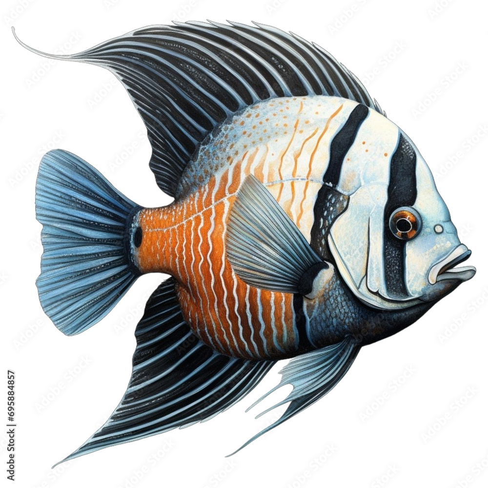 Discus fish is portrayed on a transparent background Stock Illustration ...