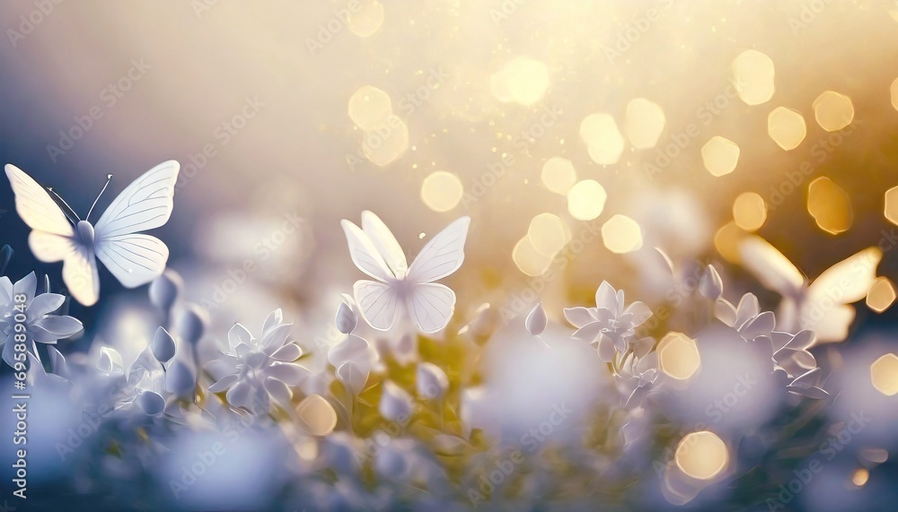 spring-themed background image feature blooming flowers, butterflies ...