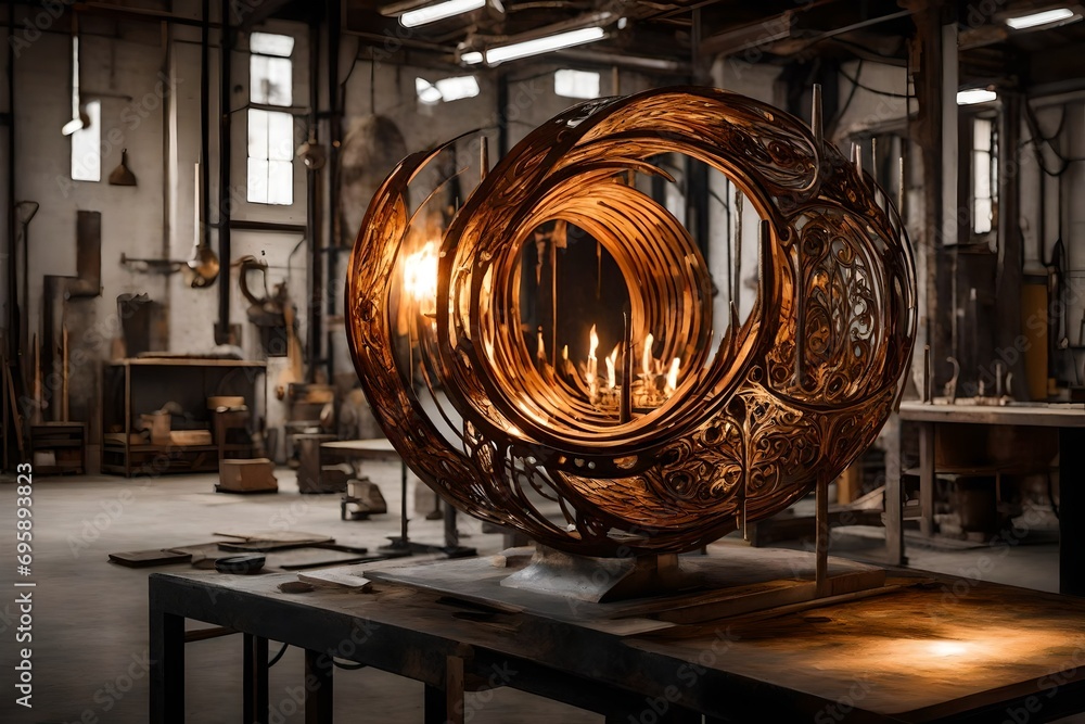 fire burning chimney in the luxurious room with interior design and ...