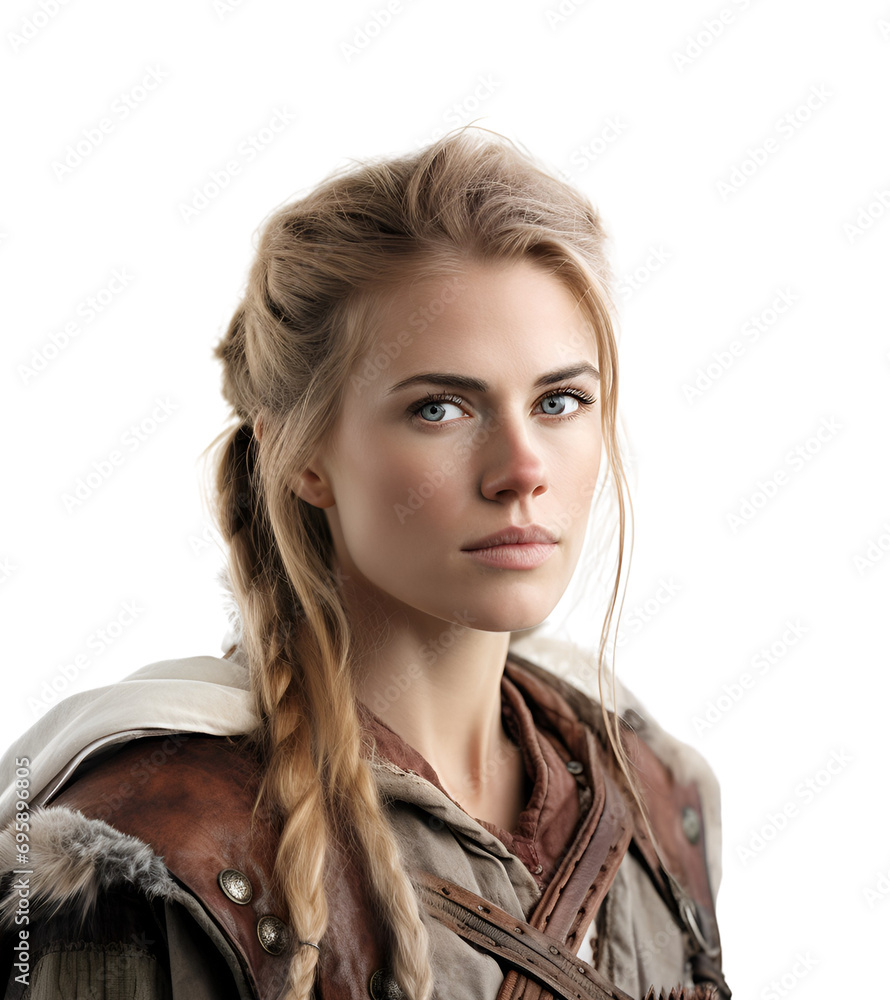 Zoomed-in Image of a Beautiful Viking Woman Fighter, Isolated on ...