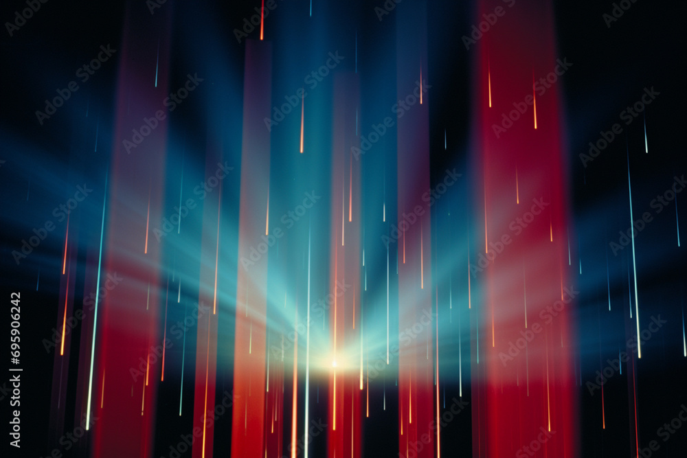 Abstract patterns of light pillars, a rare optical phenomenon where ...